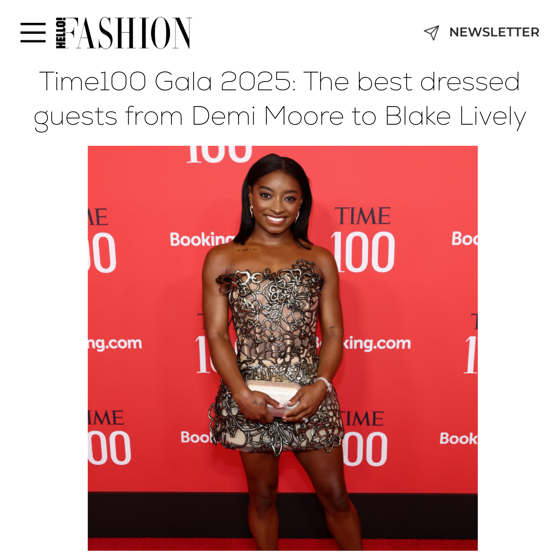 Simone Biles is best dressed at the 2025 Time100 Gala carrying our Per