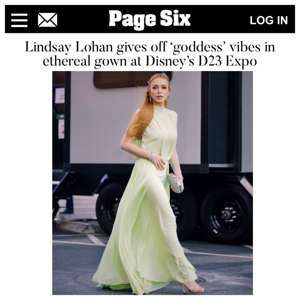 Lindsay Lohan pairs our Perry Clutch with a Jil Sander gown to Disney ...