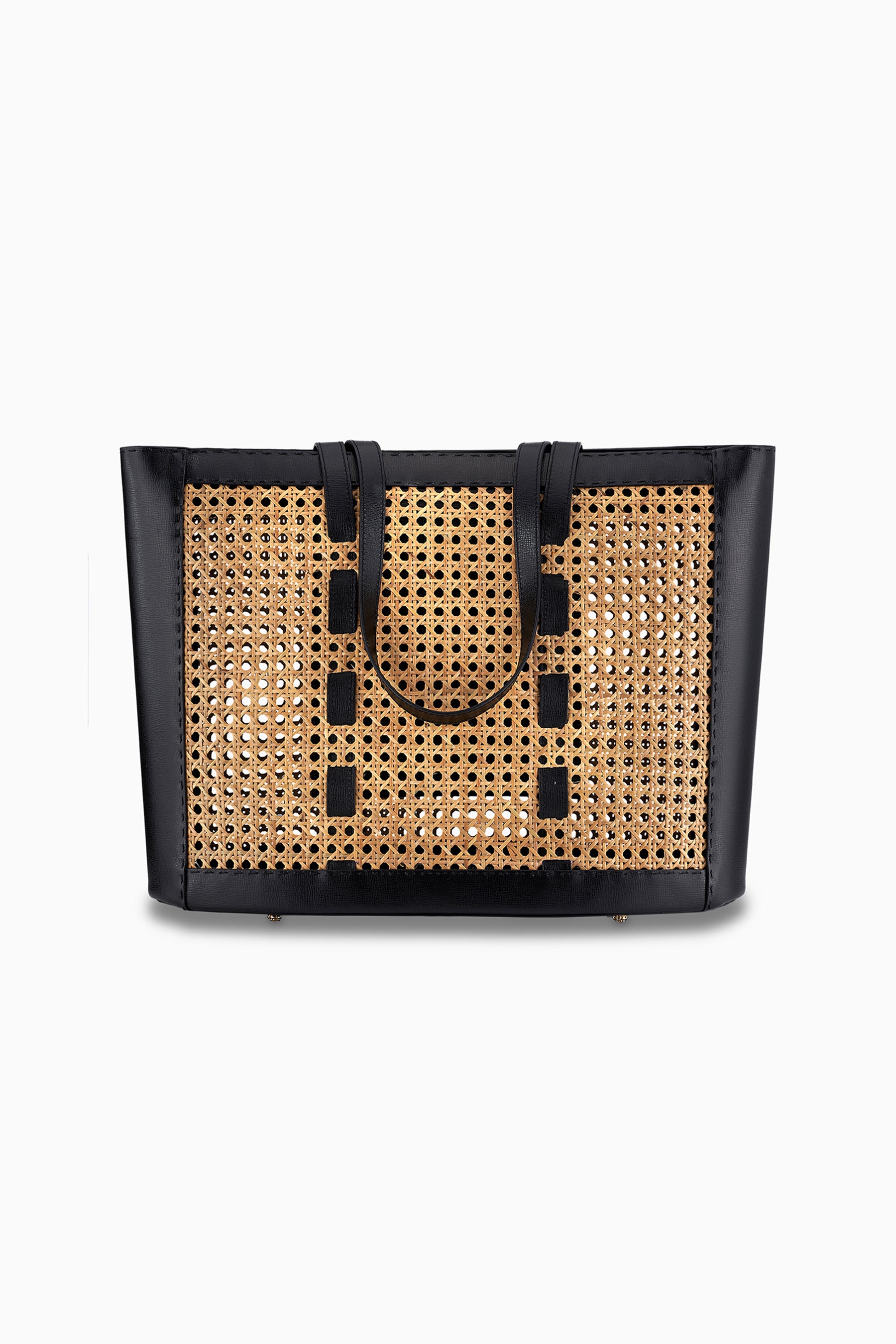 Black Luxury Designer Wicker & Leather Beach Tote | Tyler Ellis
